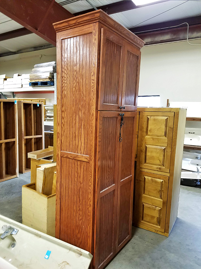 This stately oak wardrobe doesn't just store clothes&mdash;it makes a statement, like wearing a tuxedo to a casual Friday meeting.