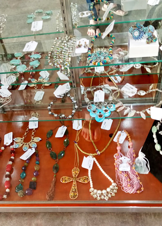 Jewelry cases that sparkle with stories&mdash;turquoise necklaces, golden crosses, and beaded treasures from fashion eras long past.