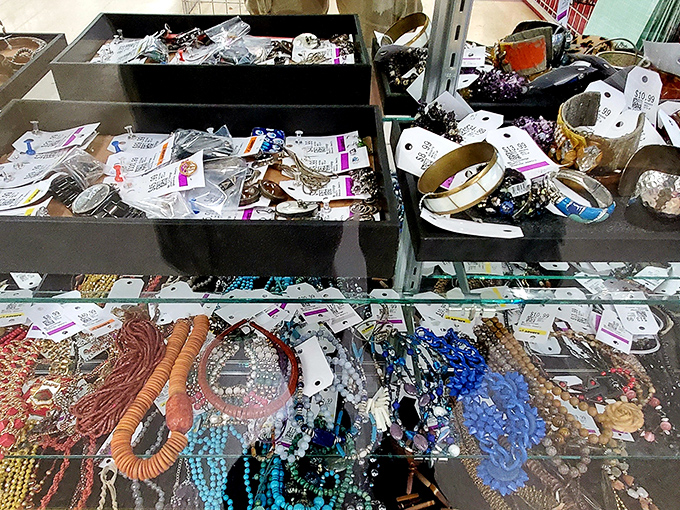 Treasure island for magpies—bracelets, necklaces, and baubles galore, each with stories from previous lives waiting to be continued.