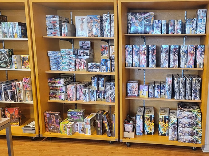 Shelves stocked with action figures and collectibles prove outlet shopping isn't just about clothes. Adult toy shopping that won't raise eyebrows or require incognito browsing.