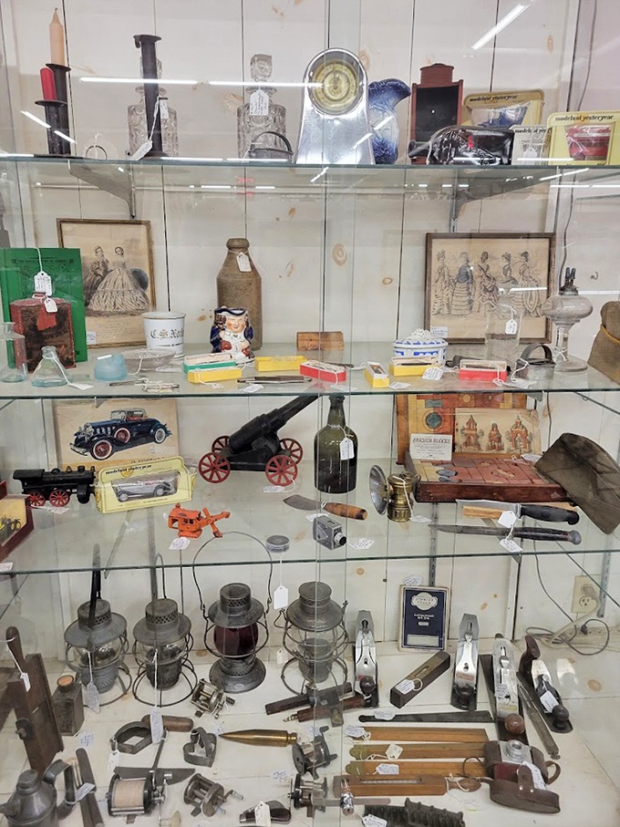 Glass cases protect the delicate treasures while letting you window-shop through decades of collectible memories and nostalgia.