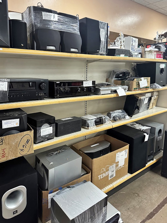 The electronics section&mdash;where yesterday's cutting-edge technology awaits its second act. Remember when these stereo systems were the height of sophistication?