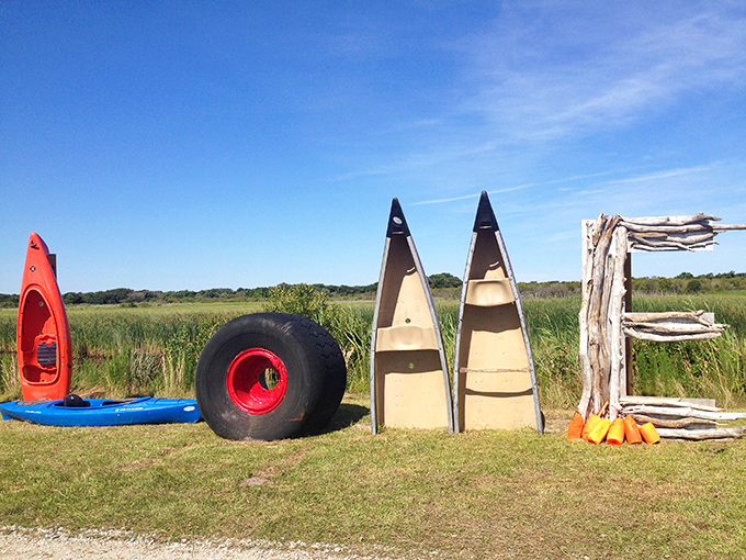 Art imitates life at False Cape&mdash;where kayaks, canoes, and driftwood create an impromptu outdoor gallery celebrating water adventures.
