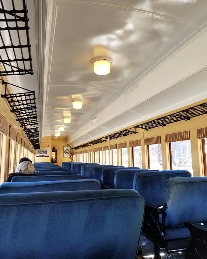 Blue velvet seats line the aisle like theater seating for the greatest show on rails&mdash;Pennsylvania's natural splendor unfolding frame by frame outside each window.