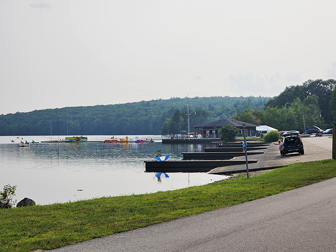 The boat launch area welcomes water enthusiasts of all stripes &ndash; from serious anglers to families just looking for a gentle paddle.
