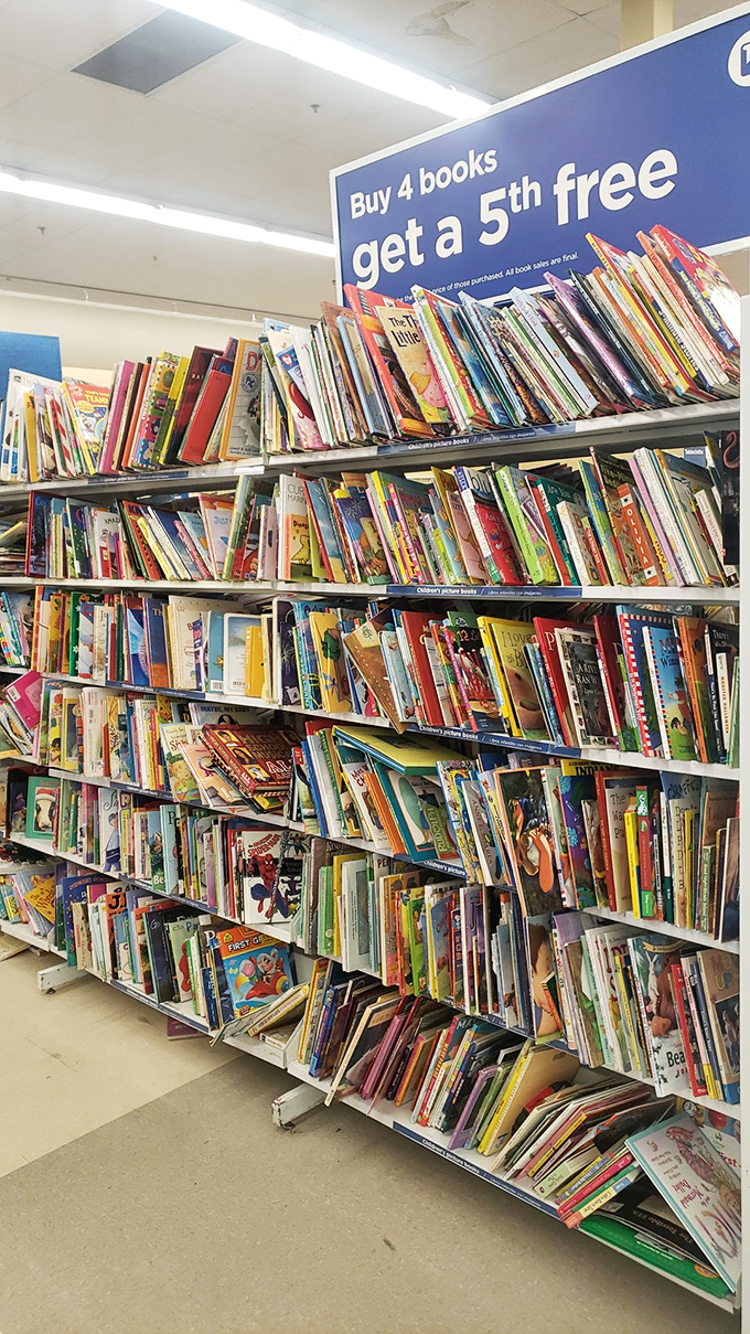 Literary gold mines await in these packed shelves. Buy four books, get a fifth free&mdash;because your nightstand isn't quite toppling over yet.