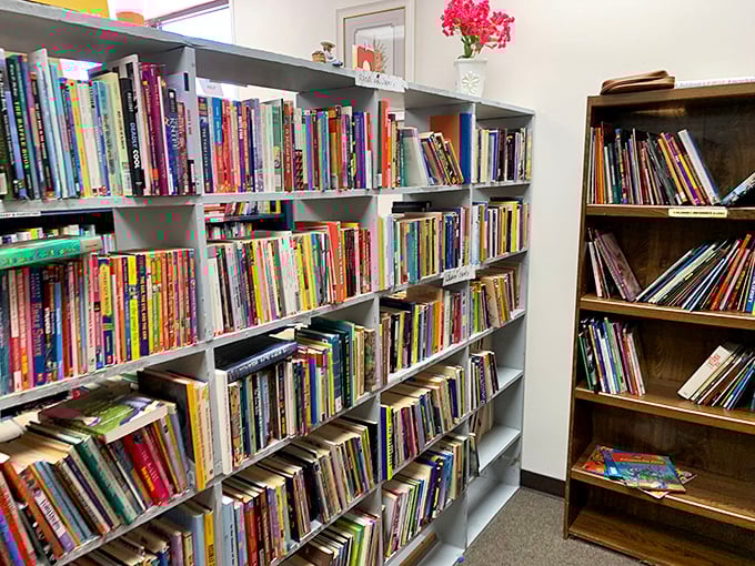 The literary corner offers an oasis for bookworms, with shelves of colorful spines promising countless adventures without leaving your armchair.
