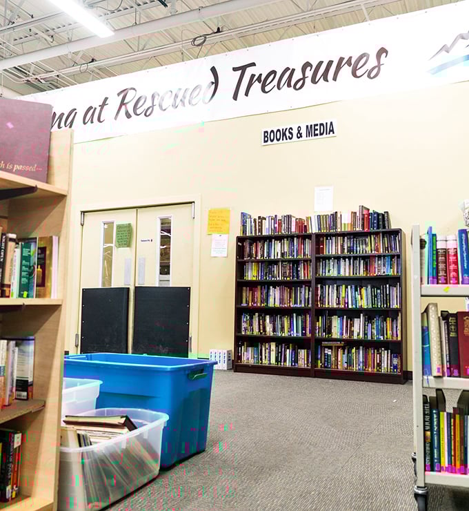 The book section: where literary treasures and forgotten bestsellers coexist peacefully. A bibliophile's dream with prices that make building a home library actually possible.