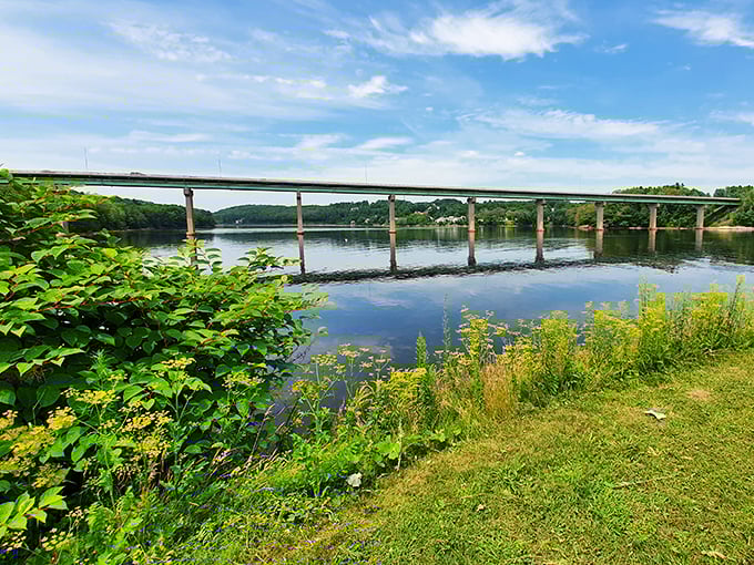 The Passagassawakeag Bridge frames the river view like nature's own picture window, no Instagram filter required.