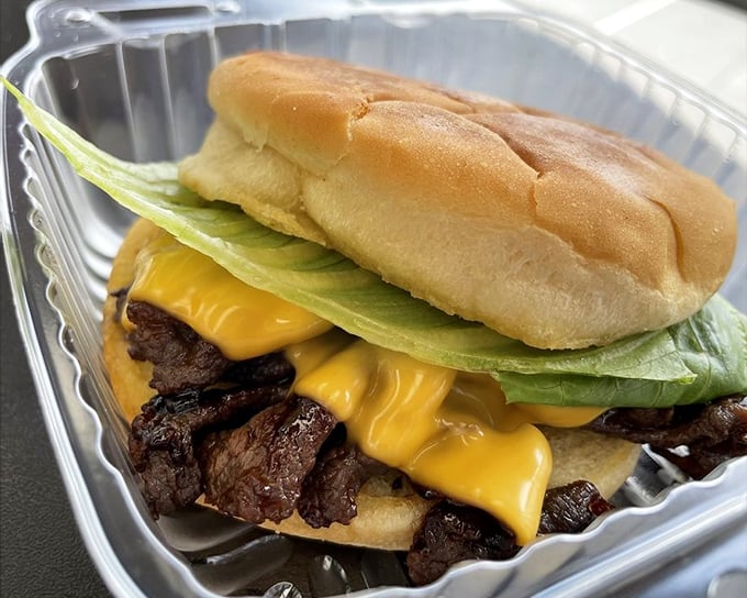 This isn't just a burger&mdash;it's a masterclass in simplicity. Melty cheese cascading over beef with fresh lettuce for that perfect textural contrast.