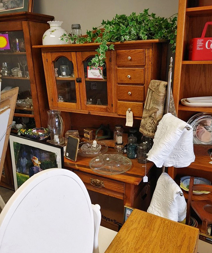 Oak cabinets and glass doors &ndash; furniture built when craftsmen believed their work should outlive them, not just survive until next season's catalog.