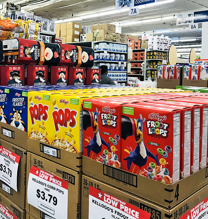 Name-brand cereals at prices that make you question why you've been paying full retail all these years like a chump.