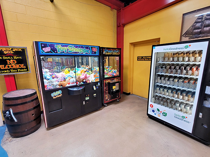 Even the arcade area maintains the nautical theme &ndash; because nothing says "pirate booty" like stuffed animals won from a claw machine.