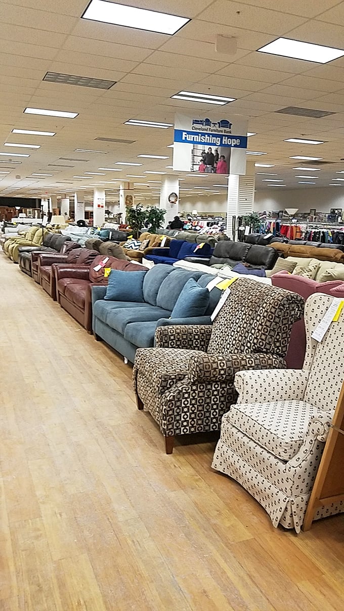 Couches in every pattern imaginable &ndash; from "Grandma's formal living room" to "modern apartment that actually gets used."