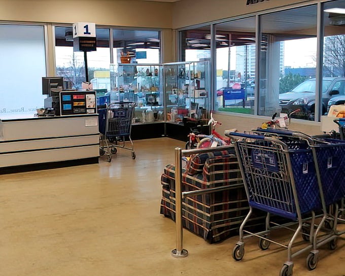 The final frontier before freedom&mdash;checkout counters where shopping carts filled with potential await their turn. The thrill of the total is half the fun.