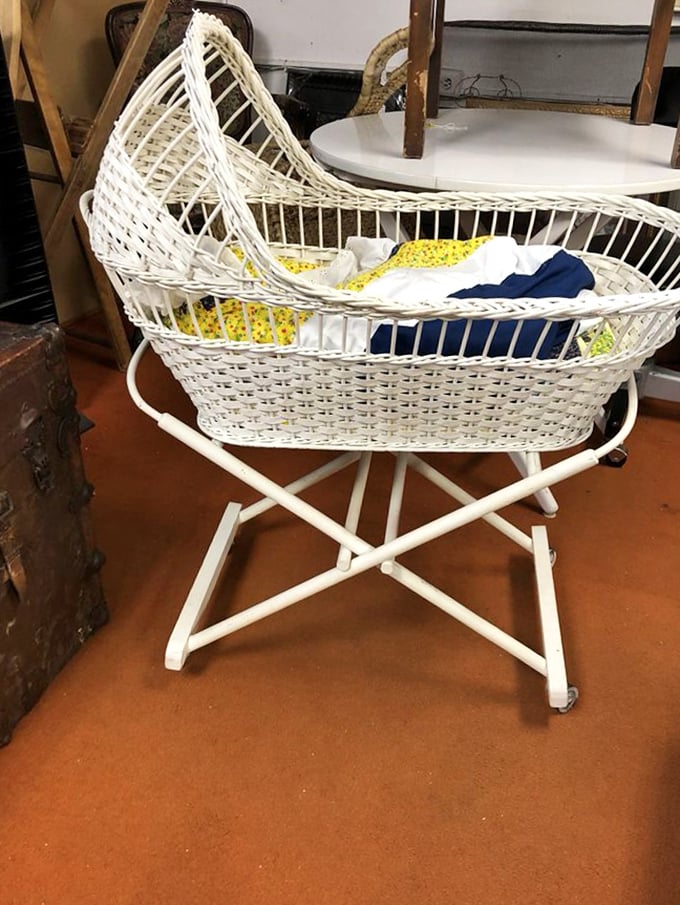 This vintage wicker bassinet isn't just baby furniture &ndash; it's a vessel of nostalgia that's weathered decades of Wyoming lullabies.