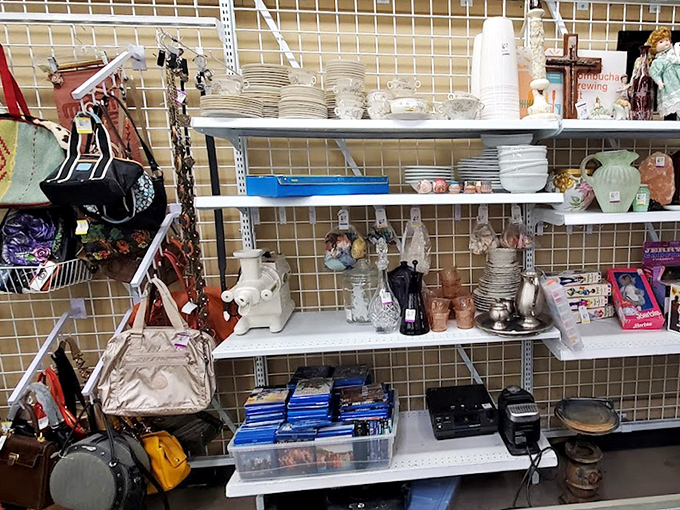 Every plate, bowl, and mysterious serving implement ever invented seems to congregate here, like a United Nations of dinnerware.