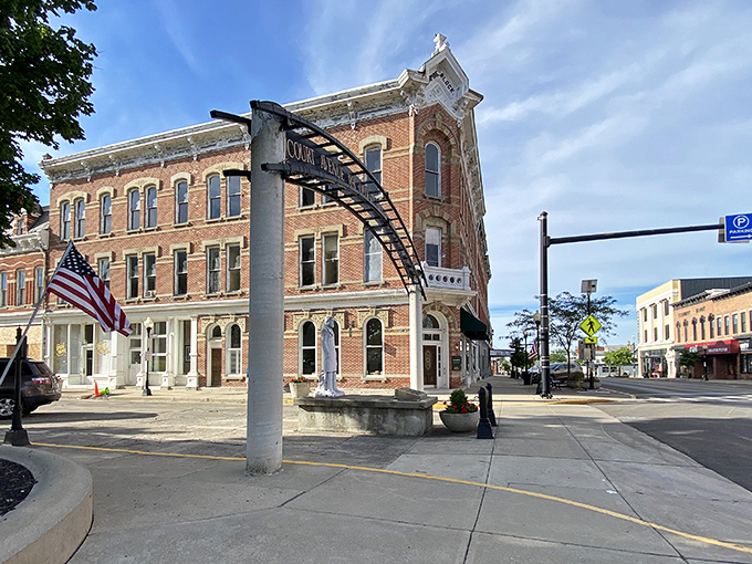 Golden hour catches downtown Bellefontaine looking like every small town you've ever wanted to discover on a Sunday drive.