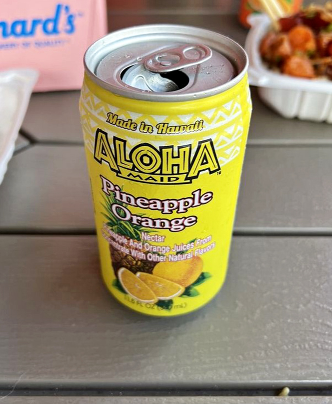 No poke feast is complete without an Aloha Maid to wash it down. That pineapple-orange nectar is basically Hawaii in a can &ndash; sunshine you can drink.