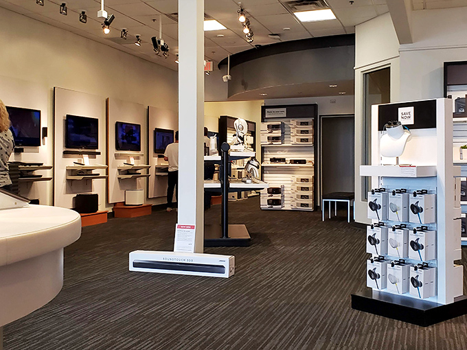 Tech heaven for gadget lovers. Like an electronics candy store where adults can drool over shiny new toys.