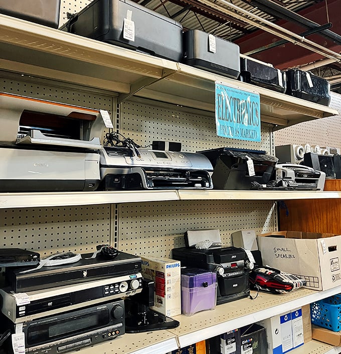 The electronics section: where yesterday's cutting-edge technology comes for its encore performance. Someone's mixtape might still be in that cassette deck!