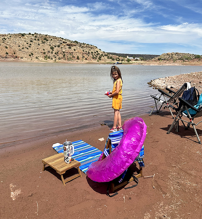 Nothing beats a beach chair setup that says "I'm committed to this relaxation thing" with such authority.