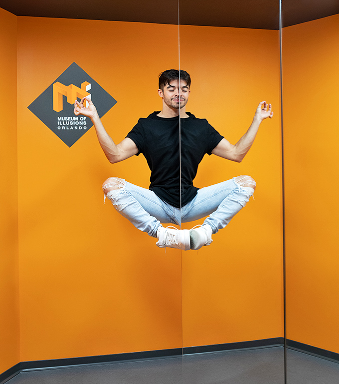 Defying gravity has never looked so effortless. This clever mirror illusion creates the perfect "I've been practicing yoga for decades" photo opportunity.