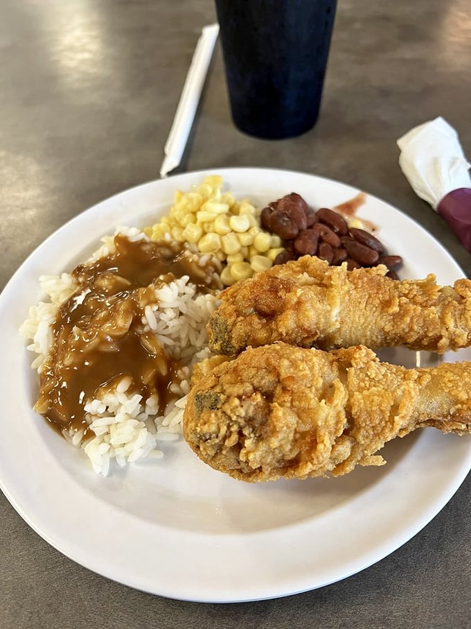 Fried chicken so perfectly golden it deserves its own trophy, alongside mac and cheese that clearly didn't come from any box.