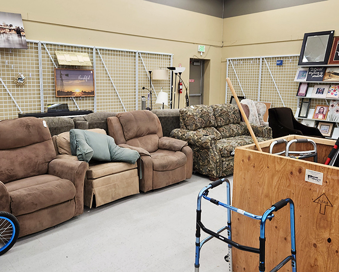 The furniture section: where your living room's future star might be hiding between a floral recliner and yesterday's La-Z-Boy dreams.