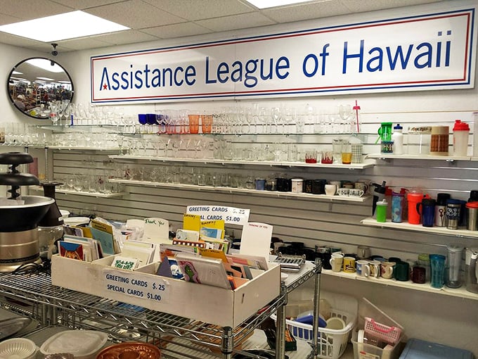 Glassware for days! From everyday tumblers to special occasion crystal, this wall of potential toasts makes every budget-conscious entertainer smile.