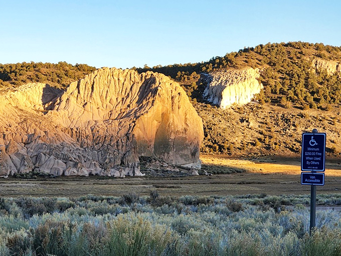 Golden hour magic: These dramatic cliffs catch the setting sun like nature's own IMAX screen, no ticket required.