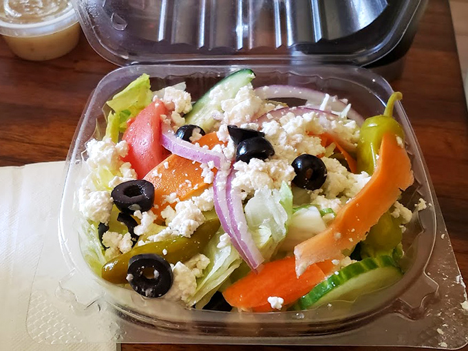 A Greek salad that brings Mediterranean sunshine to Michigan. Those olives and feta aren't just toppings&mdash;they're little flavor ambassadors from across the ocean.