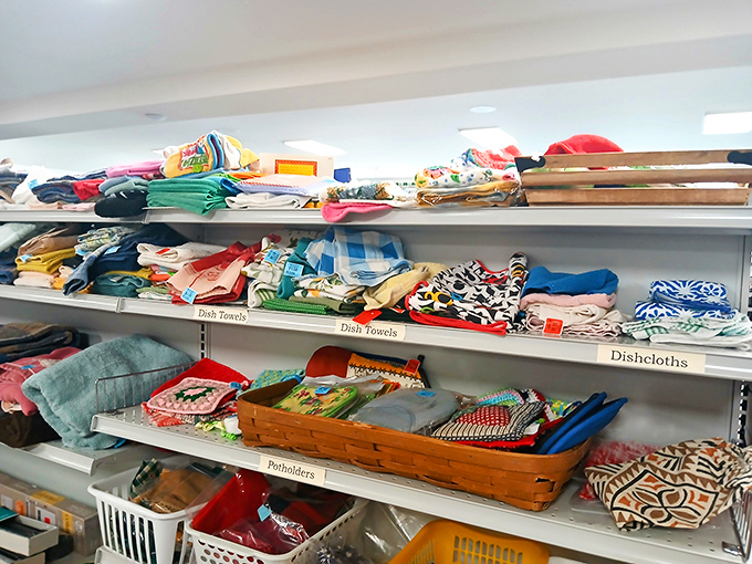 The linen section: where your grandmother's tablecloth gets a second chance to shine at your dinner party. Neatly folded potential.