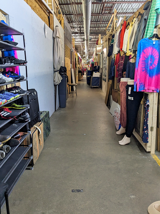 The narrow pathways between stalls create a maze of possibility. One wrong turn and you might find exactly what you need.