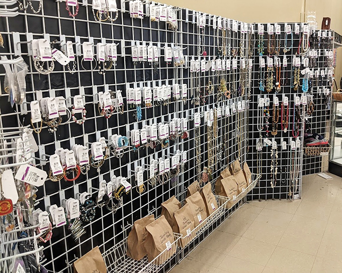 Behind glass cases, jewelry sparkles with stories untold, waiting for someone to give them a new chapter.