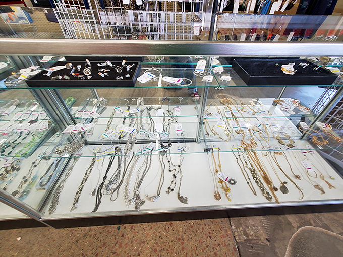 Treasure hunters, take note &ndash; Savers' jewelry counter sparkles with potential statement pieces and conversation starters.