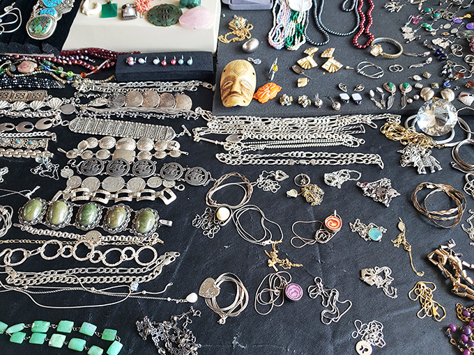 Jewelry that tells stories. Each silver bracelet and turquoise pendant represents someone's past fashion statement, ready for a second life on your wrist.