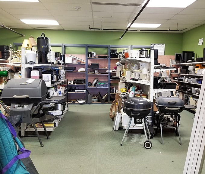 The appliance section: where yesterday's kitchen innovations find tomorrow's homes. Those grills have seen some legendary cookouts in their day.