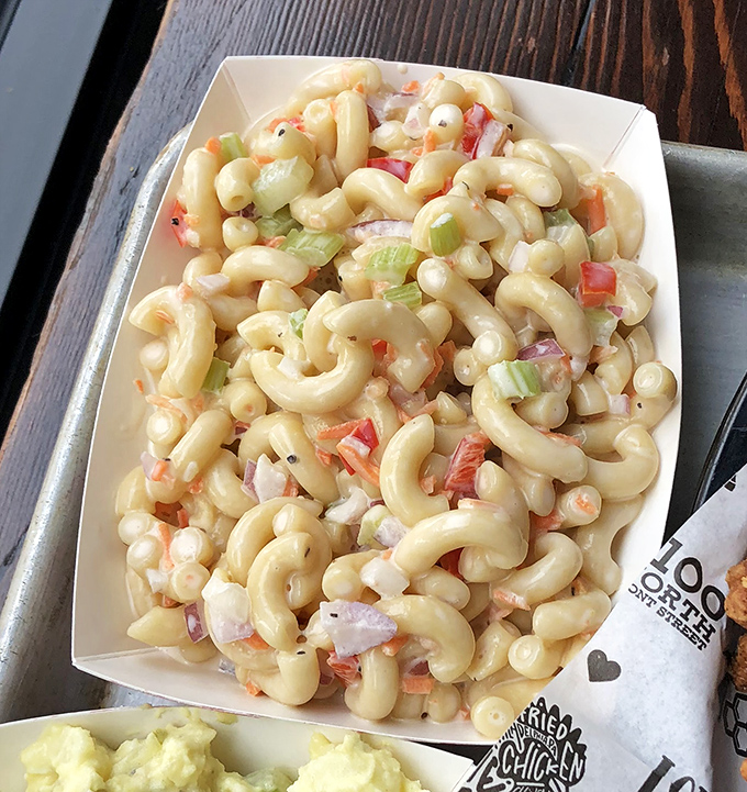 Mac salad that puts picnic standards to shame&mdash;each elbow pasta perfectly dressed in creamy goodness with colorful vegetables playing supporting roles.