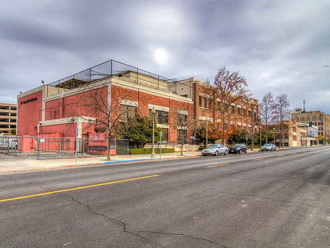Red brick buildings line downtown streets where Bakersfield's past and present converge, offering a walkable core that defies California car culture.