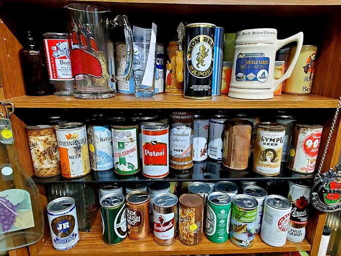 The beer can museum! When Olympia, Potosi, and Budweiser cans weren't recyclables but collectibles—each one a tiny time capsule of American leisure.