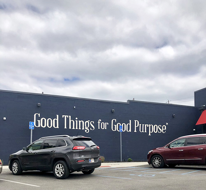 "Good Things for Good Purpose" isn't just a slogan&mdash;it's the mission statement painted boldly across the building, reminding shoppers their dollars do double duty.