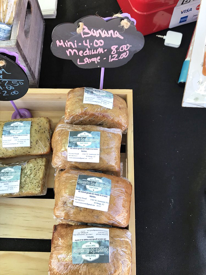 Homemade banana bread that doesn't require calling your sister-in-law for the recipe. The sign says "Sweets So Awesome," and who am I to argue?