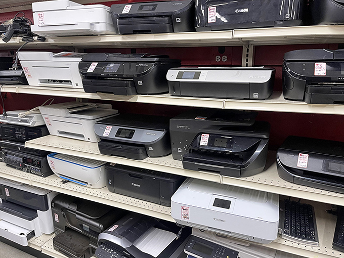 The printer graveyard or tech treasure trove? One person's obsolete office equipment becomes another's perfectly functional bargain at a fraction of retail.