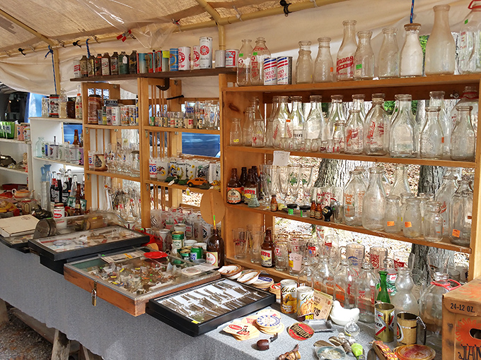 Bottle collectors would weep with joy at this meticulously organized display&mdash;each glass vessel a portal to America's commercial past.
