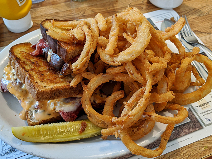 The Reuben and onion rings combo &ndash; proof that sometimes the best vacation souvenirs are the extra five pounds you bring home.