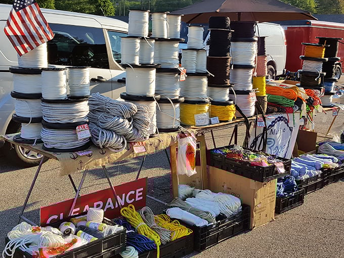 Nautical necessity or crafty supply goldmine? These spools of rope and cord represent both practical solutions and creative possibilities for savvy shoppers.