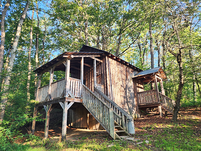 These charming rustic cabins bring "glamping" to a whole new level. Elevated above the forest floor, they offer a treehouse experience for grown-ups.