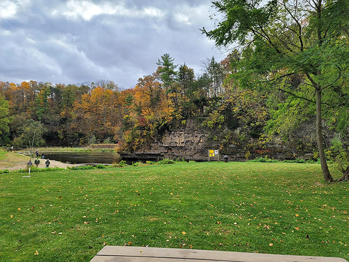 Fall's paintbrush transforms the canyon into a masterpiece of amber and gold, reflecting perfectly in waters that have witnessed centuries.