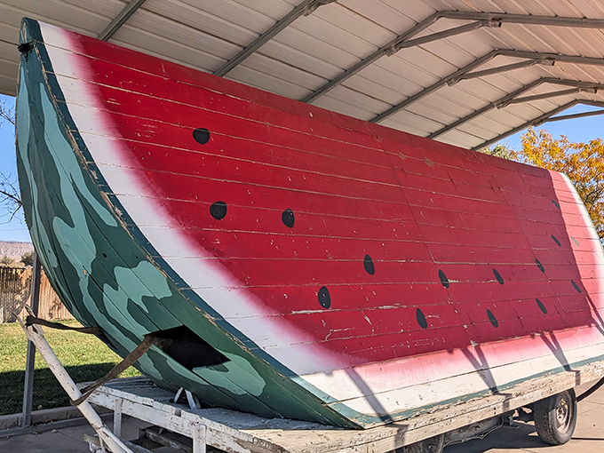 From this angle, you can almost hear the phantom seeds being spit in competitive contests during the annual Melon Days festival.